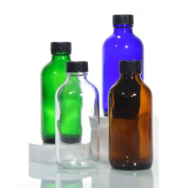 Quality 16 Oz Round Boston Amber Glass Lotion Bottles Perfume Sprayer for sale