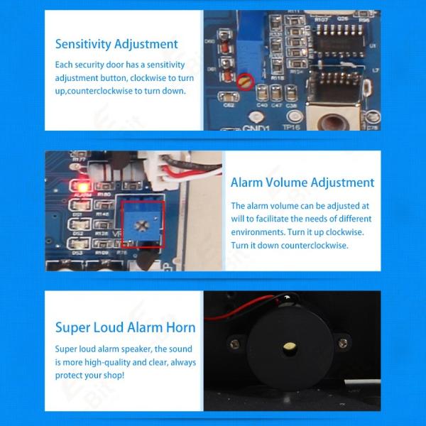 Quality EAS 8.2MHz RF Detection System Acrylic Sound Light Alarm for sale