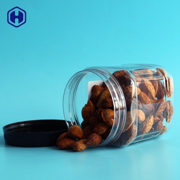 Quality Empty Clear Square Wide Mouth Plastic Jars Dried Nuts Packaging for sale