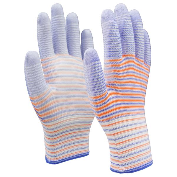 Quality 13 Gauge Polyester PU Palm Coated Gloves With Zebra Design for sale