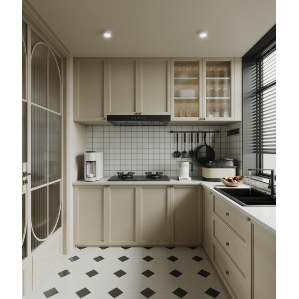 Quality Customized High End Shaker Cabinets Quartz Stone Melamine Board Kitchen Cabinet for sale