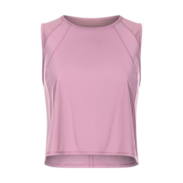 Quality Back Open Mesh Womens Mock Neck Sleeveless Tops Stretchable for sale