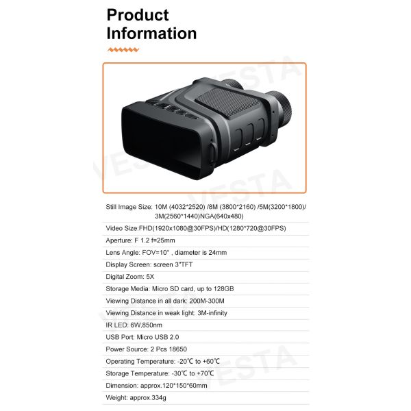 Quality 7 IR Level R12 Binocular Night Vision With Camera for sale