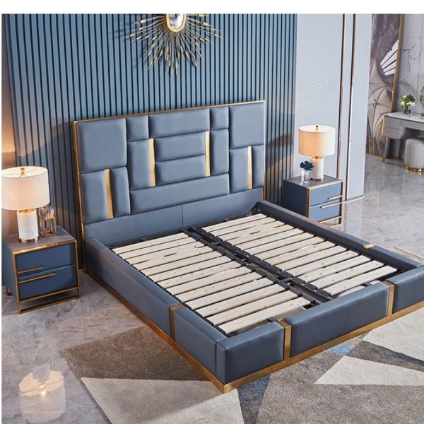Quality Leather Tufted Upholstered Bed Modern King Bedroom Sets for sale