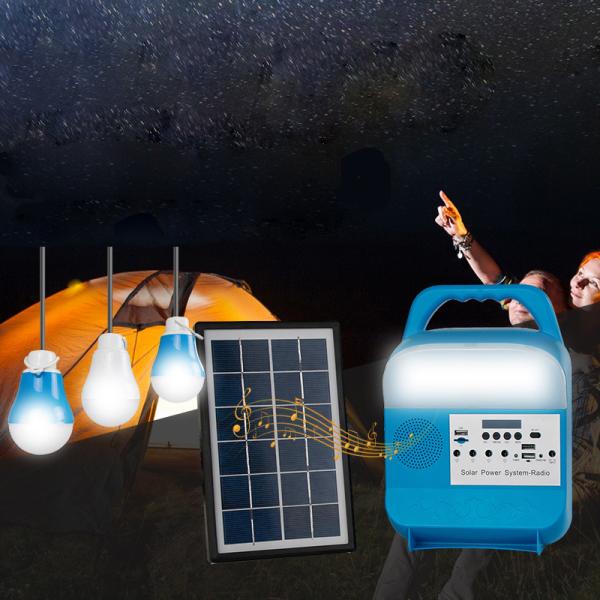Quality IP55 6000mah 3 Watt 6 Volt Solar Radio Light Kit For Camping for sale
