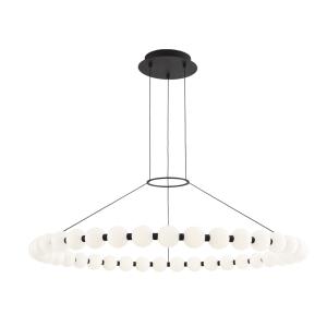 Quality 42" Glass Ball Ceiling Light 40W Round Ring LED Ceiling Light Black for sale