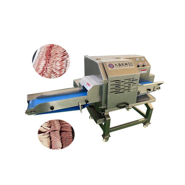Quality 800kg/h Industrial Meat Slicer Automatic Frozen Sausage Bacon Beef Mutton for sale