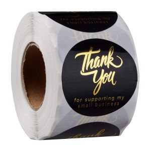 Quality Custom Printed Black Bronzing Thank You Stickers 1.5 For Small Business for sale
