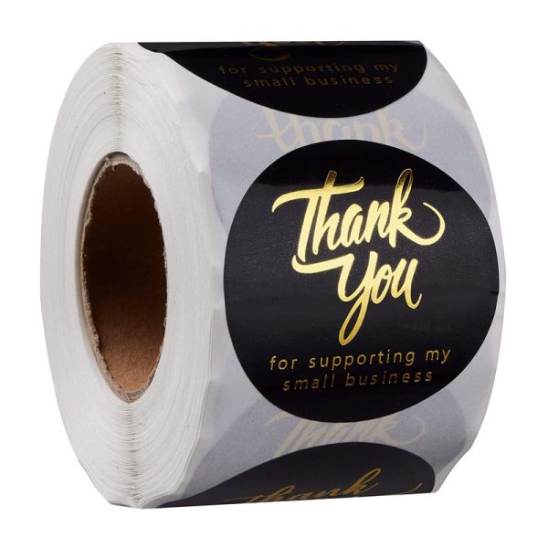 Quality Custom Printed Black Bronzing Thank You Stickers 1.5 For Small Business for sale