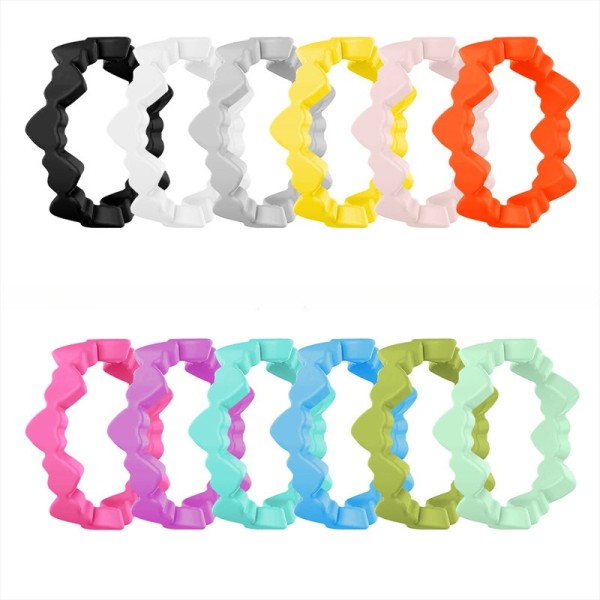 Quality Women's Thin Heart Shape Silicone Wedding Bands 6mm Wide 2mm Thick for sale