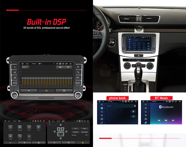 VW Universal Octa Core Android Car Stereo 7 Inch With Cooling Fan Physical Buttons