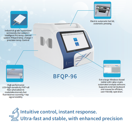 Real time Fluorescent Quantitative PCR Analyzer front view showing control panel and display
