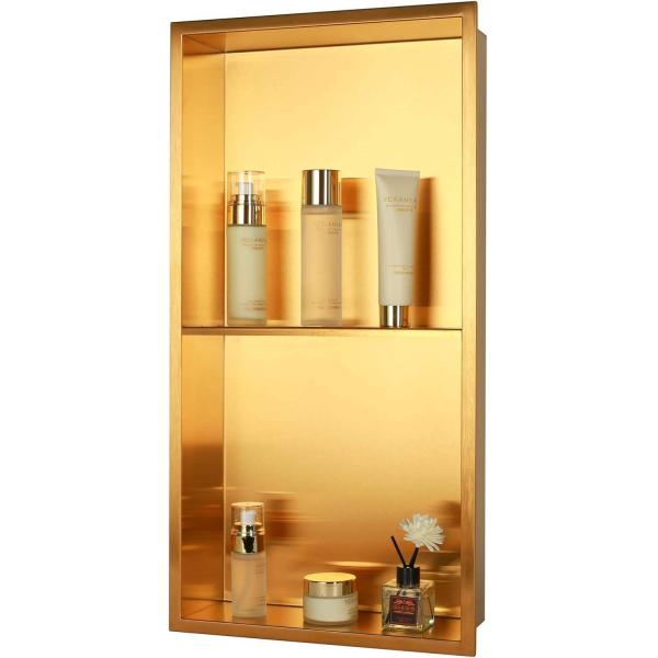 Quality 24x12 Inch Recessed Shower Shelves Bathroom Storage Niche Gold Color for sale