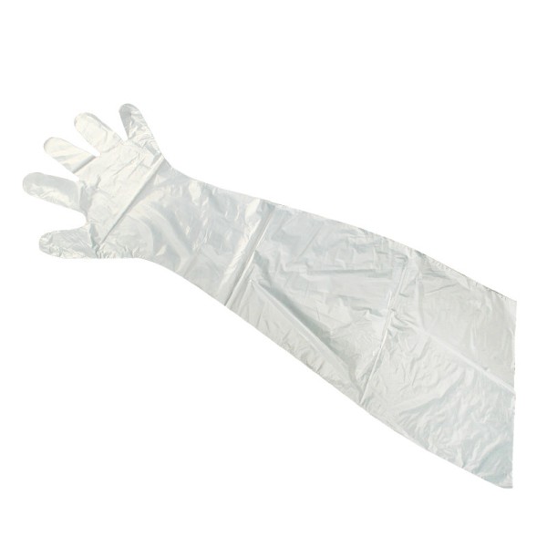 Quality 50 Pack 35.4 Inch Long Arm Length Disposable PE Gloves Red Or White FDA Approved for sale