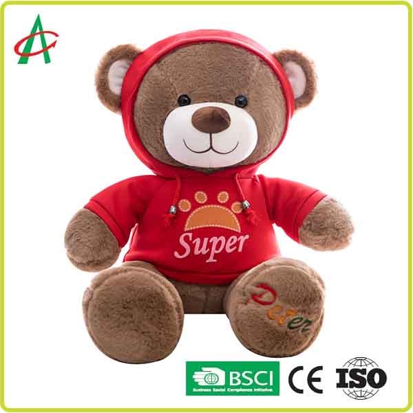 Quality CE 30cm Plush Teddy Bear Reinforced Stitching With Hoodie for sale