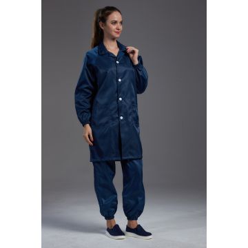 Quality Cleanroom resuable Anti static ESD smock Labcoat dark blue with conductive fiber for sale
