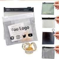 Quality Small Frosted PVC Jewelry Zipper Bags Custom Printed Transparent Waterproof for sale