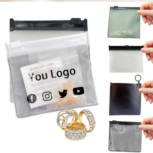 Quality Small Frosted PVC Jewelry Zipper Bags Custom Printed Transparent Waterproof for sale