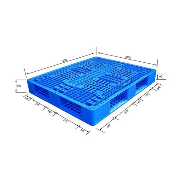 Quality Warehouse 4 Way Plastic Pallet 1200 X 1000 PE Single Side Stacking for sale
