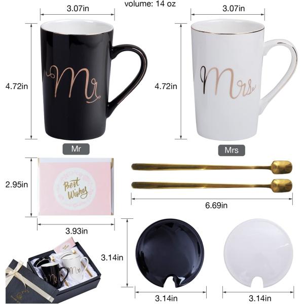 Quality Anniversary Gifts 11oz Couple Ceramic Mug Set 100% Leakproof Lightweight for sale
