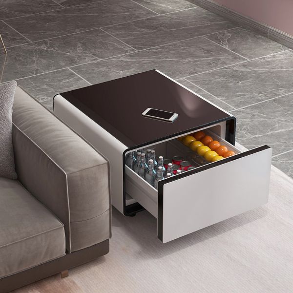 Quality Wooden Grain Smart Side Table With Wireless Charging and USB Ports for Home Furniture for sale