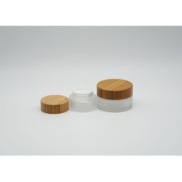 Quality Natural Bamboo Cream 30g Luxury Glass Cosmetic Jars for sale