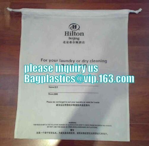 Quality biodegradable Customized Poly Plastic Drawstring Hotel Laundry Bag, Hotel for sale