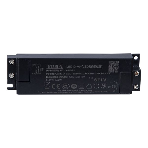 Quality LETARON Constant Voltage 15W 12V 24V DC Flicker-Free LED Driver IP20 30000Hrs for sale