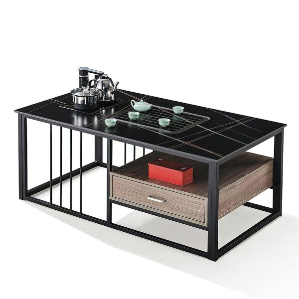 Quality Contemporary Smart Black Coffee TableMultifunctional SlateOffice Furniture Tea Table for sale