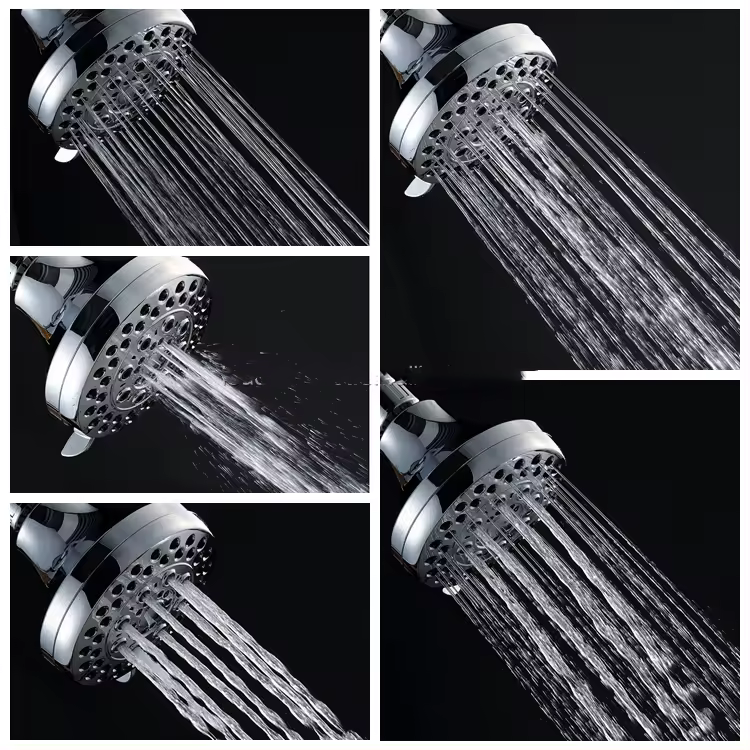 Chrome finished multi-function shower head complete set