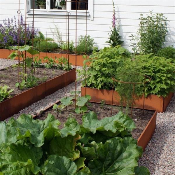 Quality Large Rusty Metal Garden Bed Corten Steel Rectangular Planter Box Flower Pot for sale