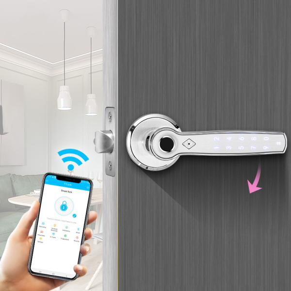 Quality TTlock Fingerprint Bluetooth Smart Lock Keyless Zinc Alloy Handle for sale