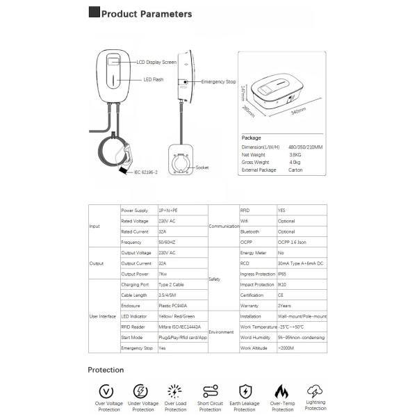Quality ODM Car EV Chargers ROHS FCC 3.5M Cable for sale