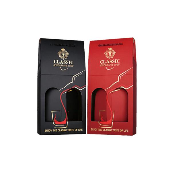 Quality Coloful Wine Gift Box Packaging / Two Window Custom Wine Bottle Boxes for sale