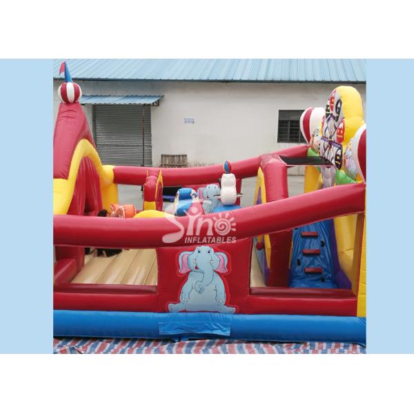 Quality Circus Clown Themed Inflatable Fun City Amusement Park With Slide Inside For for sale