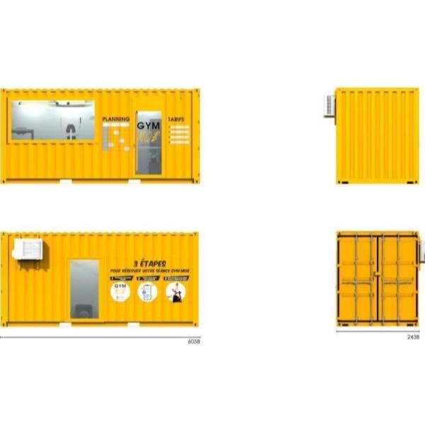 Quality Gym 3D 20gp Prefab Storage Container Homes for sale