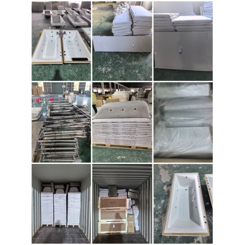 Rectangular 1700mm Hydro Massage Acrylic Bathtub Assembled Panels