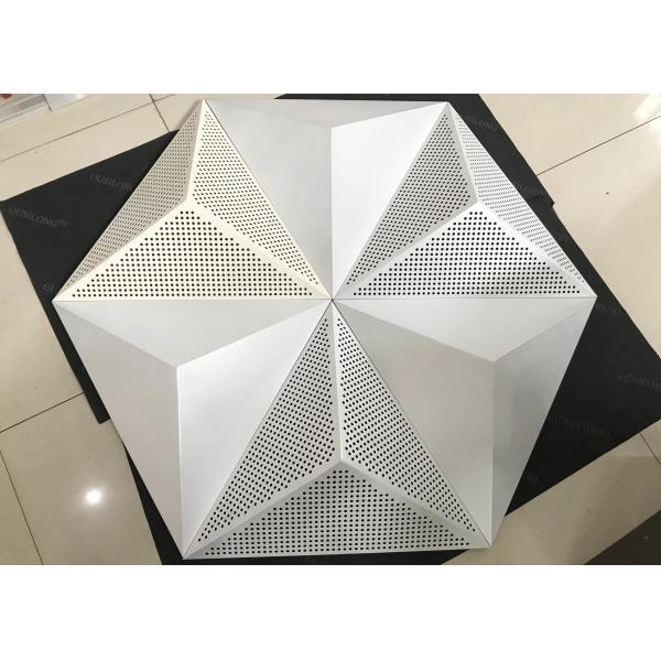 Quality Powder Coat Pearl White Commercial Ceiling Tiles , 3D Triangle Clip Floating for sale