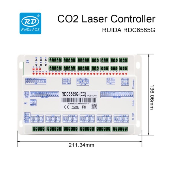 Quality Ruida RDC6585G CO2 Laser Control System with 8 Axis Motion control Multi-head for sale