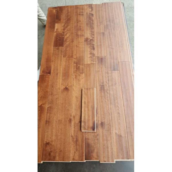 Quality distressed birch solid hardwood flooring with handscraped & charter Mark texture for sale