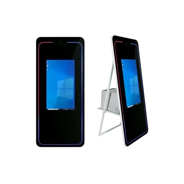 Quality Foldable Mirrored Photo Booth Selfie Magic Mirror Booth Led Frame With Printer Case Transport for sale