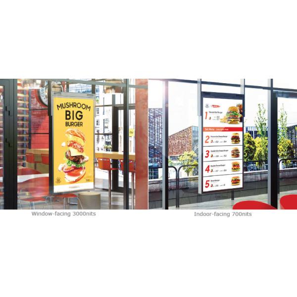Quality Smart Signage Window Dual Sided Digital Hign Brightness 700nits 5000nit Semi-Outdoor Display for sale