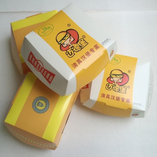Quality Disposable Paper Takeaway Box Clamshell Pack Burger Packaging Box Restaurants for sale