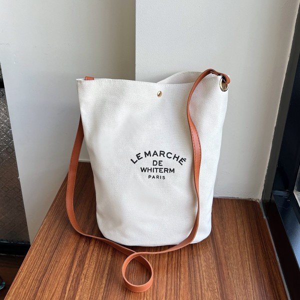 Quality Newest Fashionable Medium Canvas Female Bucket Bag for 2024 Summer Crossbody Printing for sale