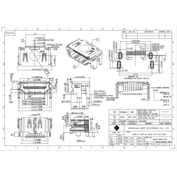 Quality PCB Mount HDMI Socket Replacement Connector PS5 HDMI Connector for sale