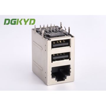 Quality CAT 5e Magnetic RJ45 Jack With Dual Deck USB A Type Combo 2X1 RJ45 + 2 USB for sale