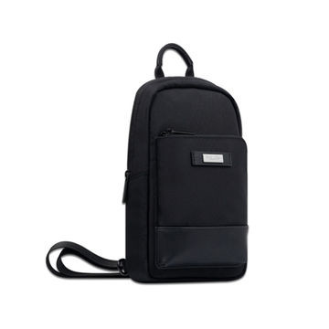Quality Black Business Sling Bag , Shoulder Day Pack Water Resistant Nylon Pu Leather Material for sale