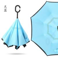Quality Compact Inverted Reverse Umbrella with C Shape Handle and Black Coated Metal for sale