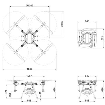 Quality Commercial Multicopter Drone 20kg Loading 4 Rotor 12S Power System for sale