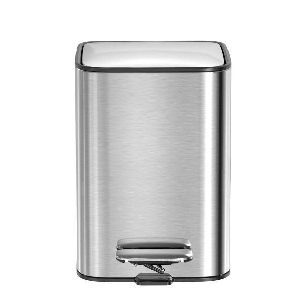 Quality 28L SS Rectangular Pedal Trash Can Waste Bin With Rolling Cover Type for sale